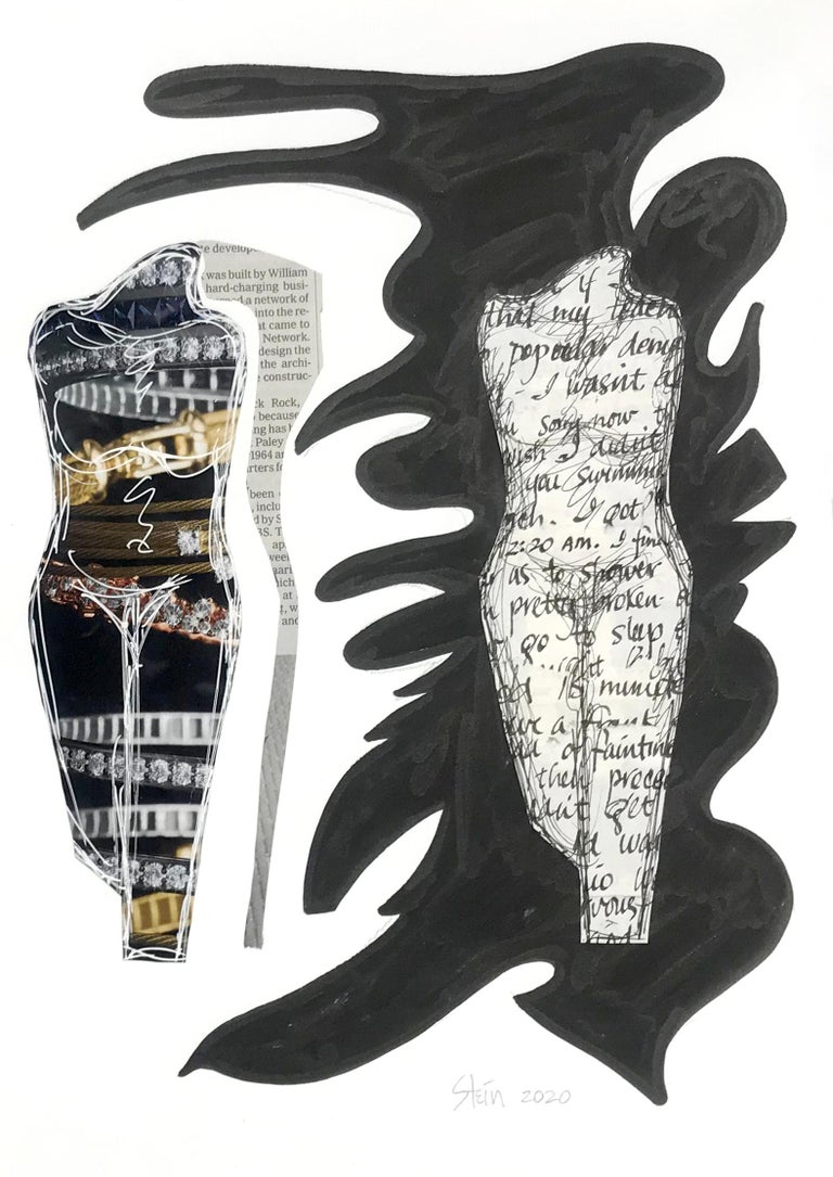 Linda Stein - Four Figures 985 - Contemporary Art Drawing Collage For ...