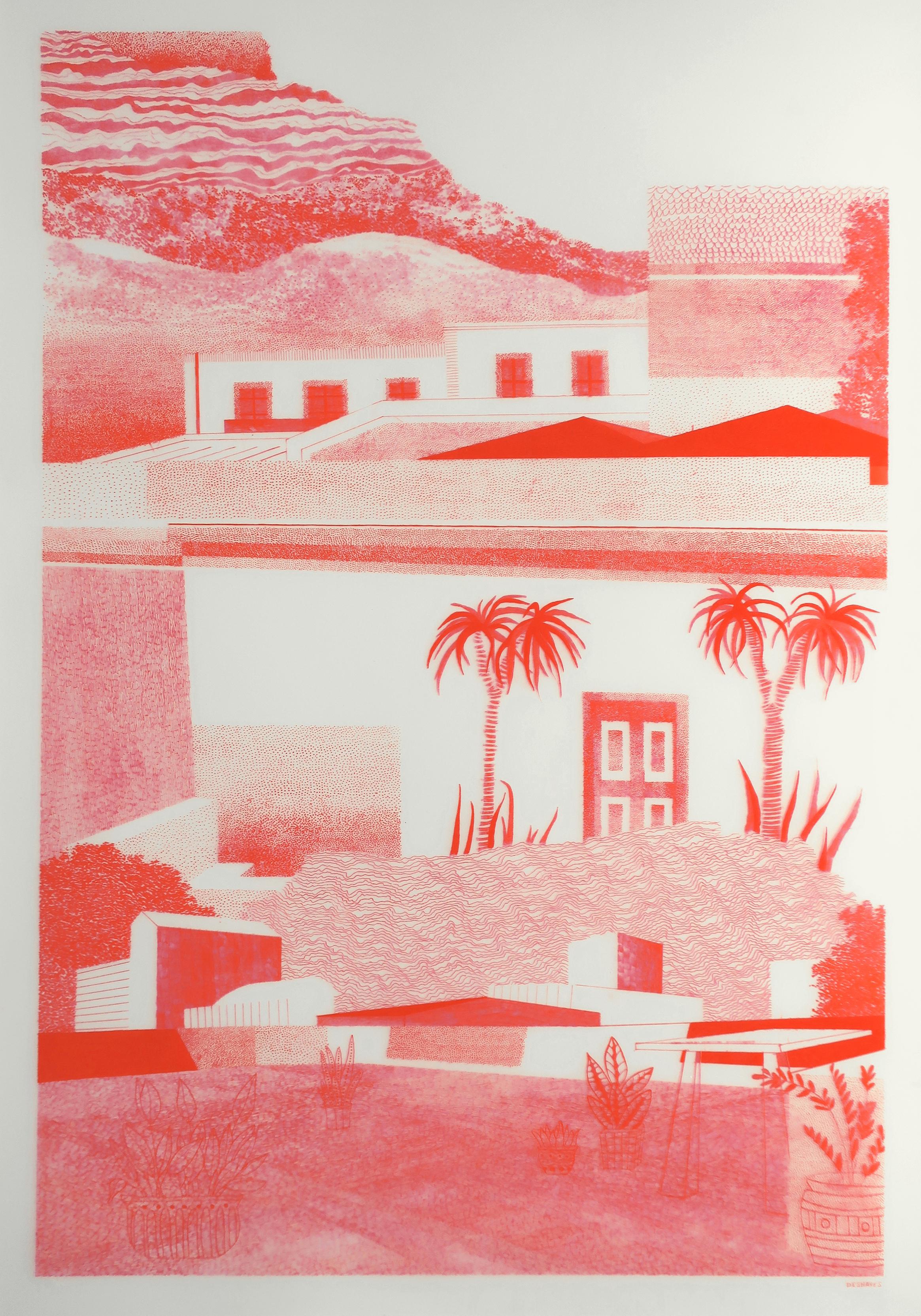 Eléonore Deshayes - Bo-Kaap - Drawing Landscape, Palms For Sale at ...