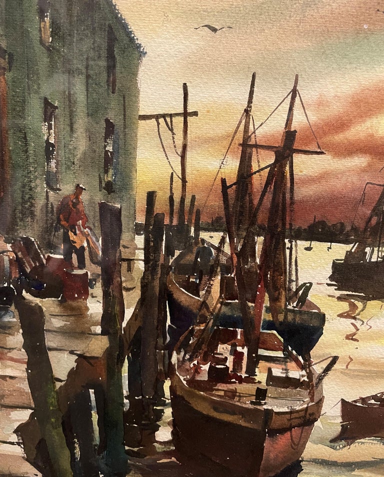 John Hare - "Gloucester Harbor at Sunset," John Hare, Cape Ann, New ...