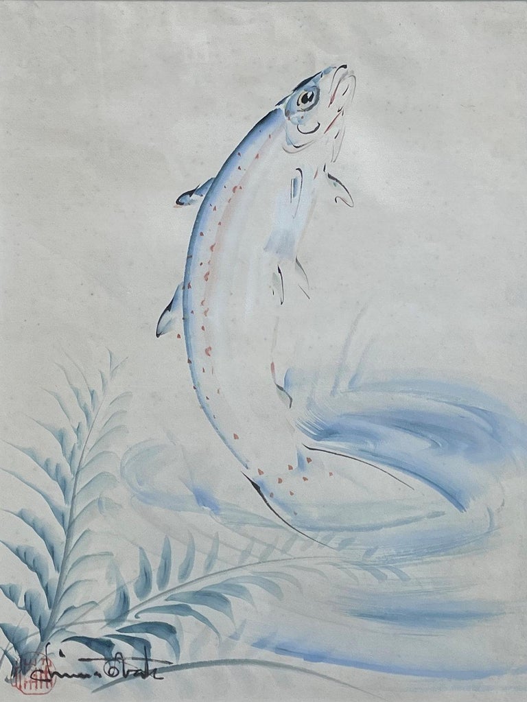 Chiura Obata - "Jumping Trout," Chiura Obata, Fish, Japanese-American ...