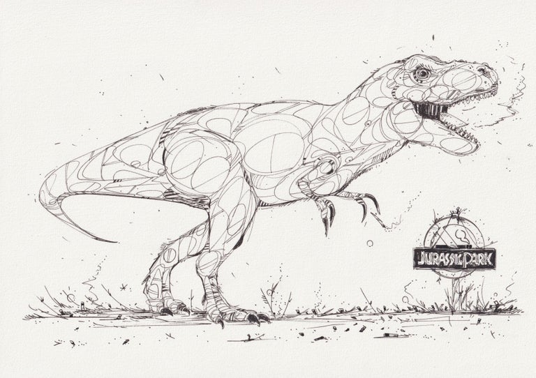 Dzia - Animal ink drawing by Belgian artist Dzia: T-Rex blazing For ...