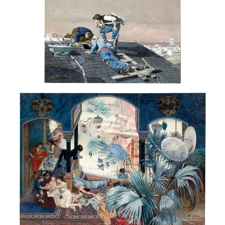 Jehan-Georges Vibert - The Peeping Roofers and The Woman’s Bath at 1stDibs