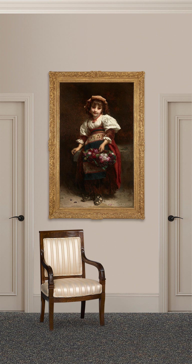 Étienne Adolphe Piot - Young Girl with a Basket of Flowers by Étienne ...