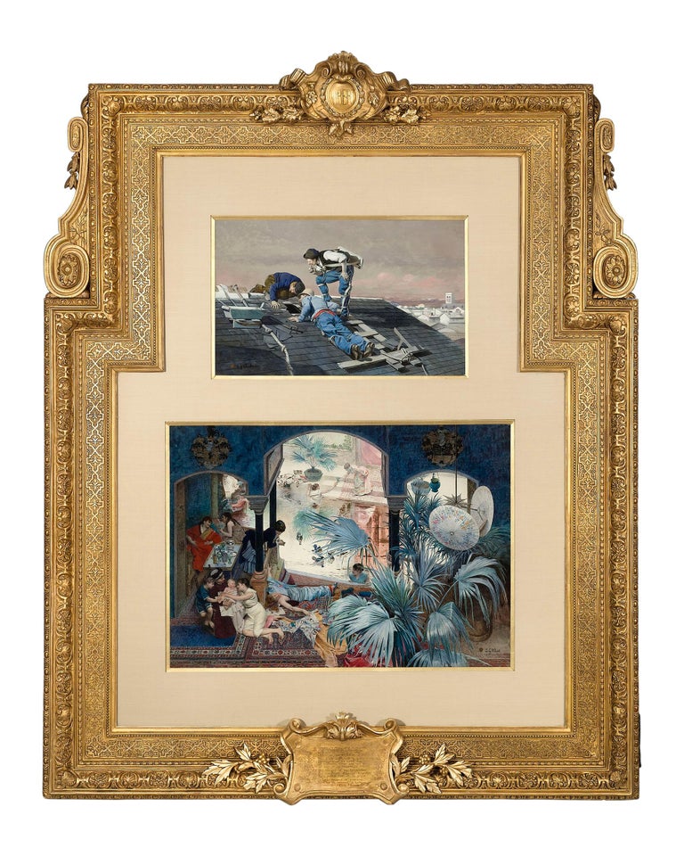 Jehan-Georges Vibert - The Peeping Roofers and The Woman’s Bath at 1stDibs