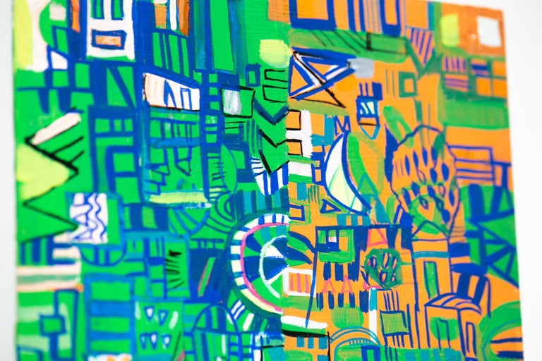 Miriam Singer - "Green and Orange Map", Abstract Painting, Cityscape ...