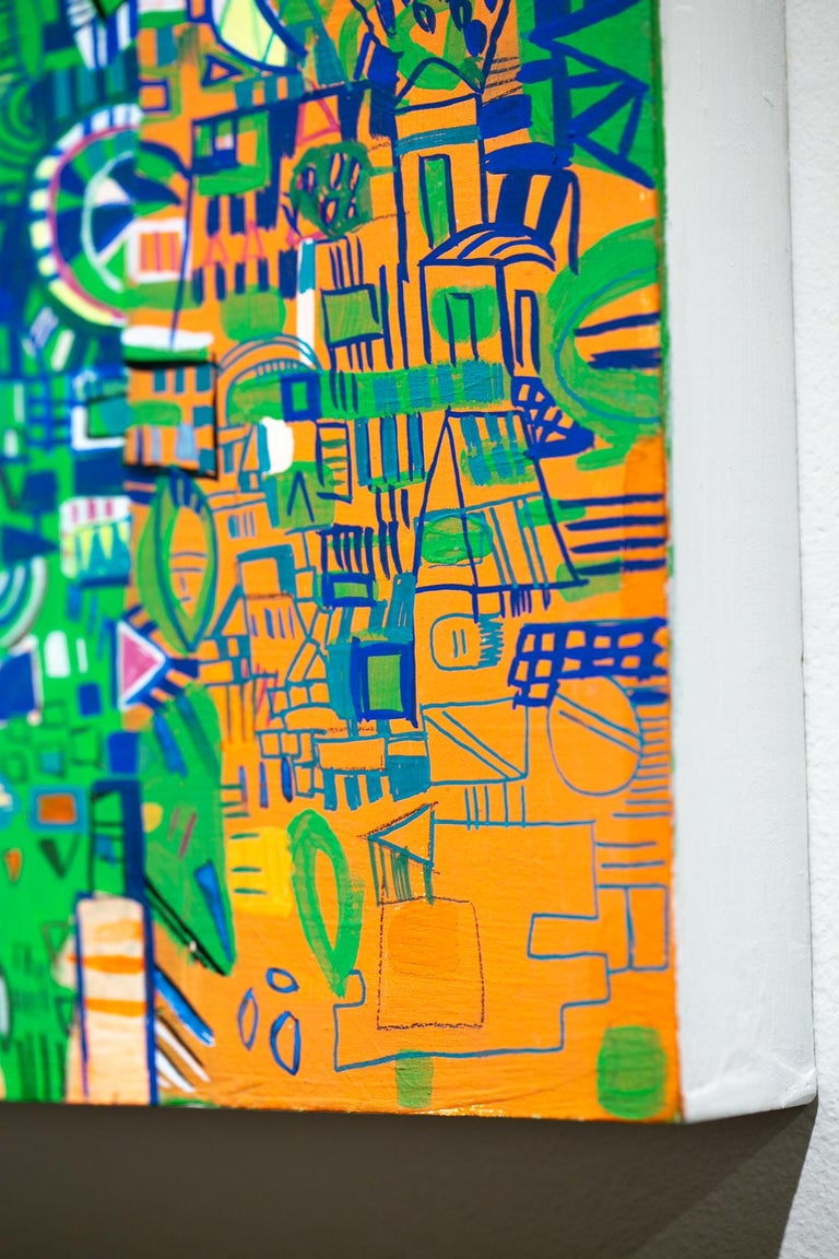 Miriam Singer - "Green and Orange Map", Abstract Painting, Cityscape ...