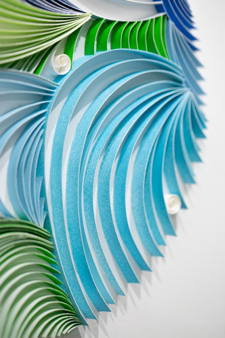 Michele Tremblay - "Current", Abstract Mixed Media Artwork, Blue and ...
