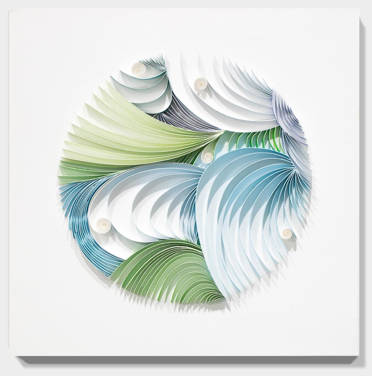Michele Tremblay - "Current", Abstract Mixed Media Artwork, Blue and ...