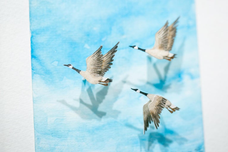 Nayan and Vaishali - "Canada geese" Paper and Watercolor, Animal ...