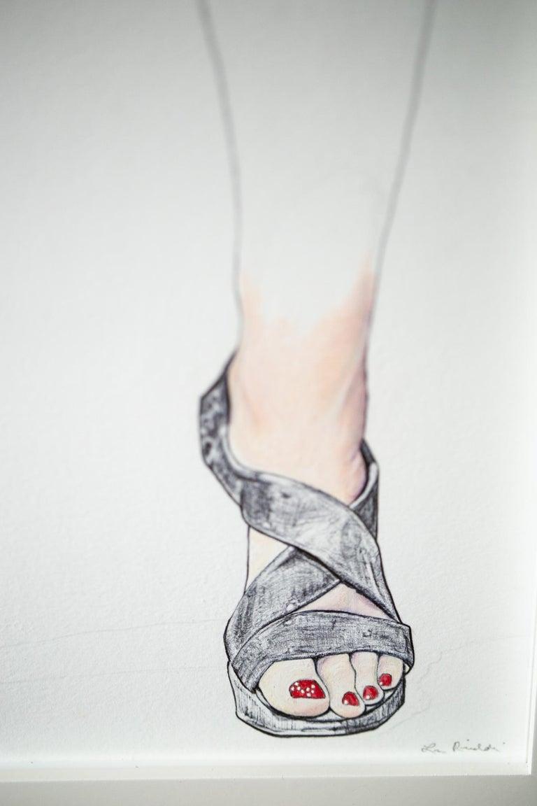 Lauren Rinaldi - "Polished", Figurative Oil Pastel and Pen Drawing ...