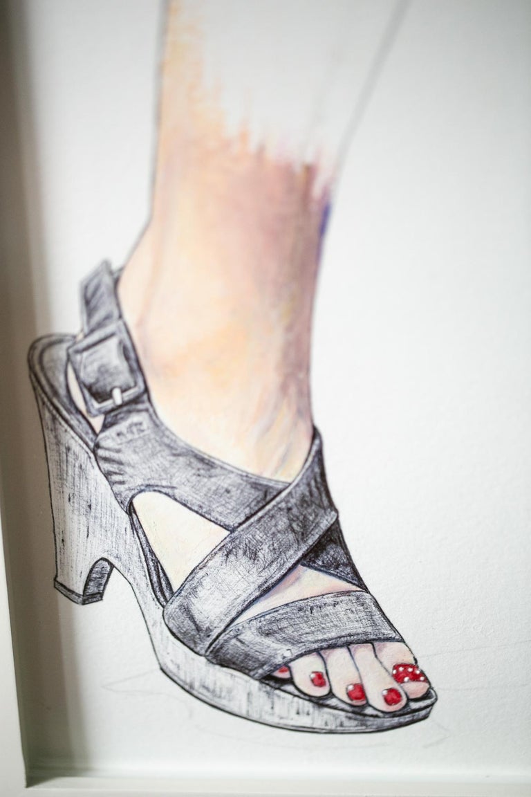 Lauren Rinaldi - "Polished", Figurative Oil Pastel and Pen Drawing ...