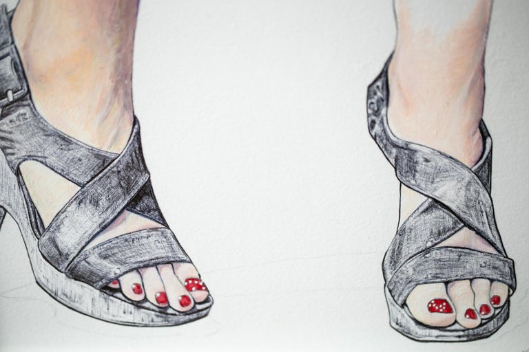 Lauren Rinaldi - "Polished", Figurative Oil Pastel and Pen Drawing ...