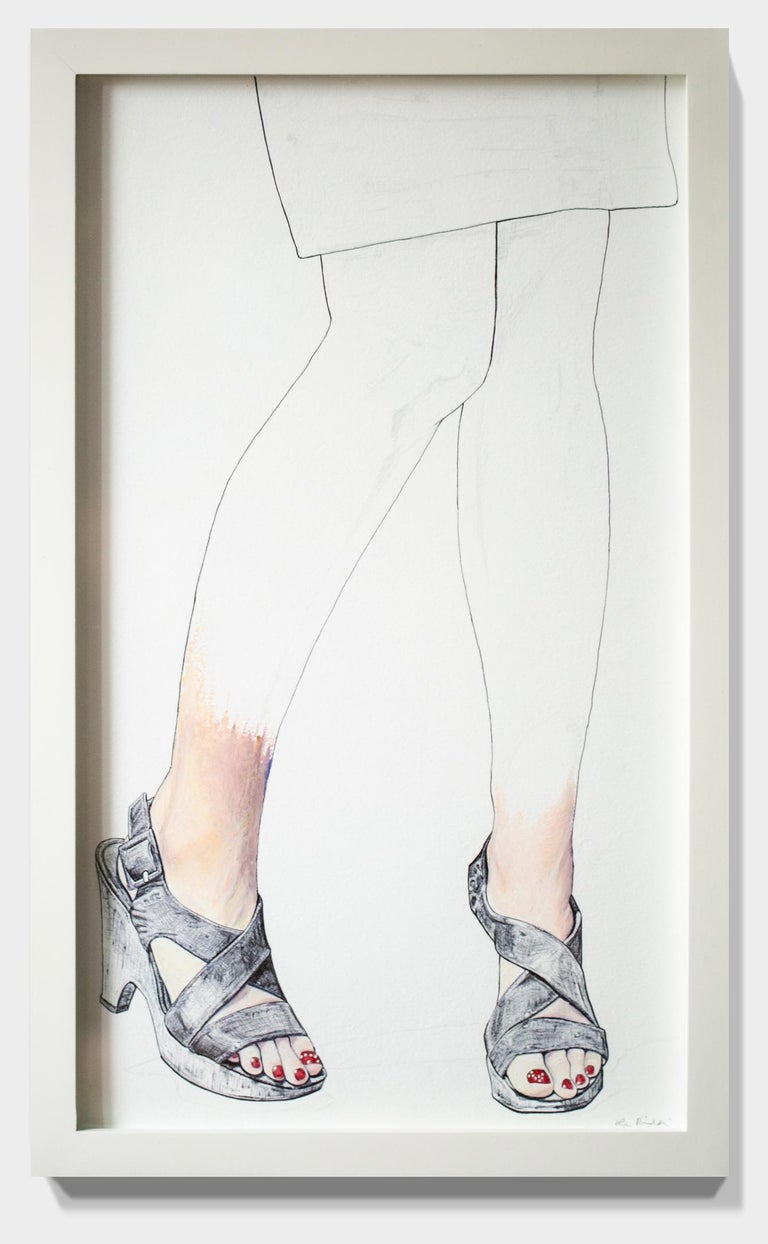 Lauren Rinaldi - "Polished", Figurative Oil Pastel and Pen Drawing ...