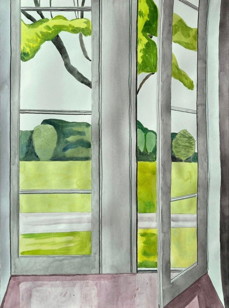Bradley Kerl - French Window at Boisbuchet, Contemporary Watercolor ...