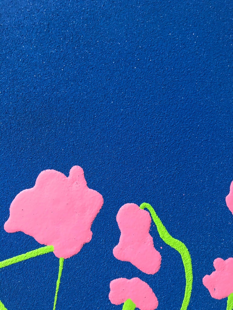 Randi Grantham - Posey Dance Blue Mixed Media Abstract Painting For ...