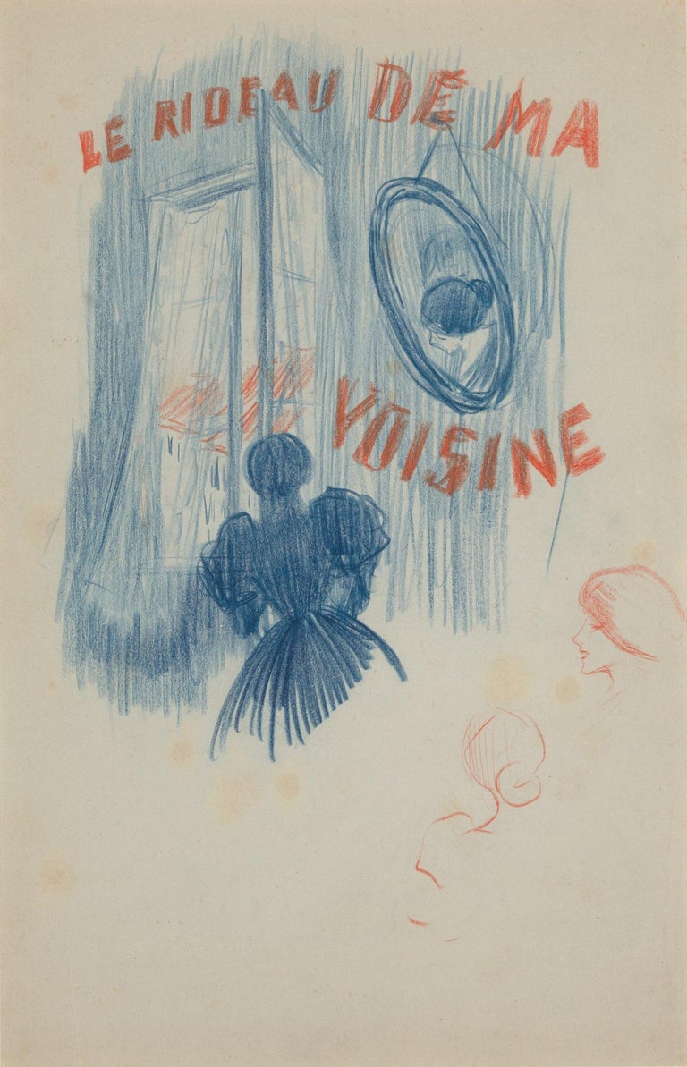 Henri Evenepoel - Le rideau de ma voisine (deux faces) En vente sur 1stDibs