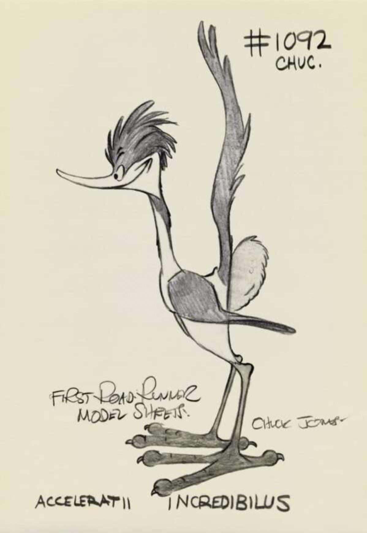 Chuck Jones - Early Bird: Drawing of Road Runner by Chuck Jones, Circa ...