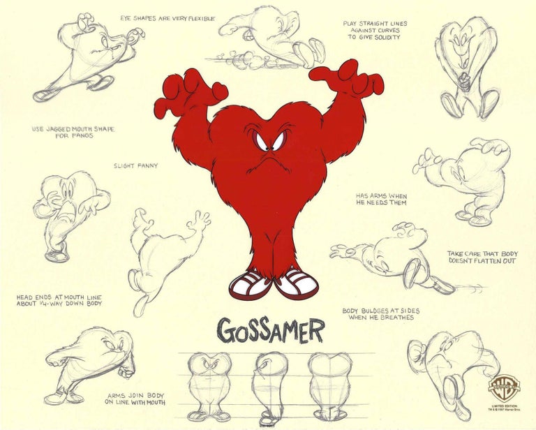 Looney Tunes Studio Artists - Gossamer Model Sheet For Sale at 1stDibs