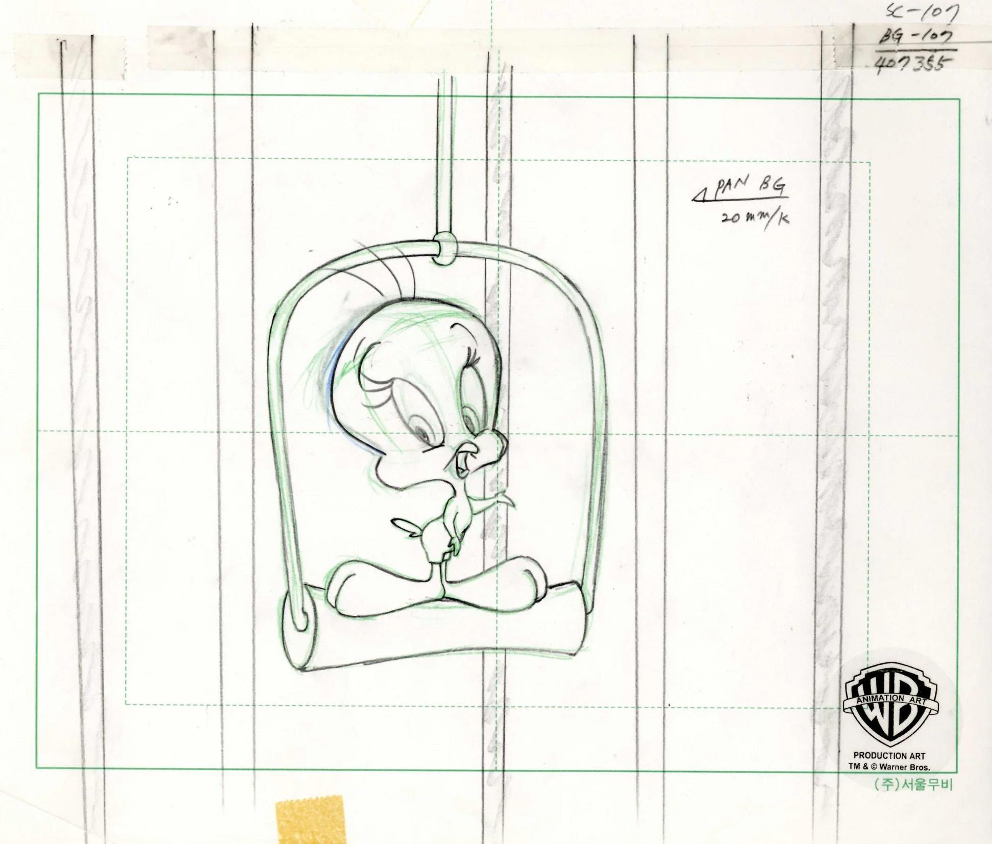Looney Tunes Studio Artists - Looney Tunes Original Production Drawing: Daffy Duck For Sale at ...