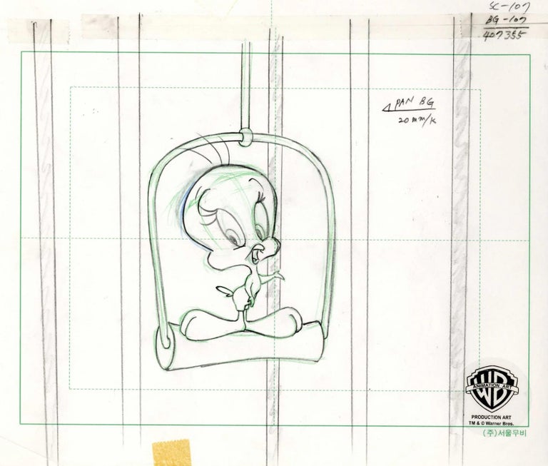 Looney Tunes Studio Artists - Looney Tunes Original Production Drawing: Tweety Bird For Sale at ...