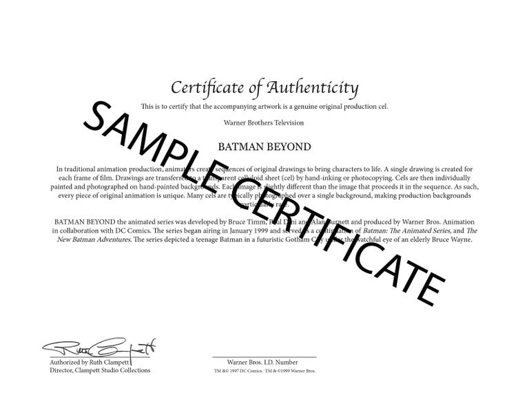 DC Comics Studio Artists - Batman Beyond Original Production Cel ...