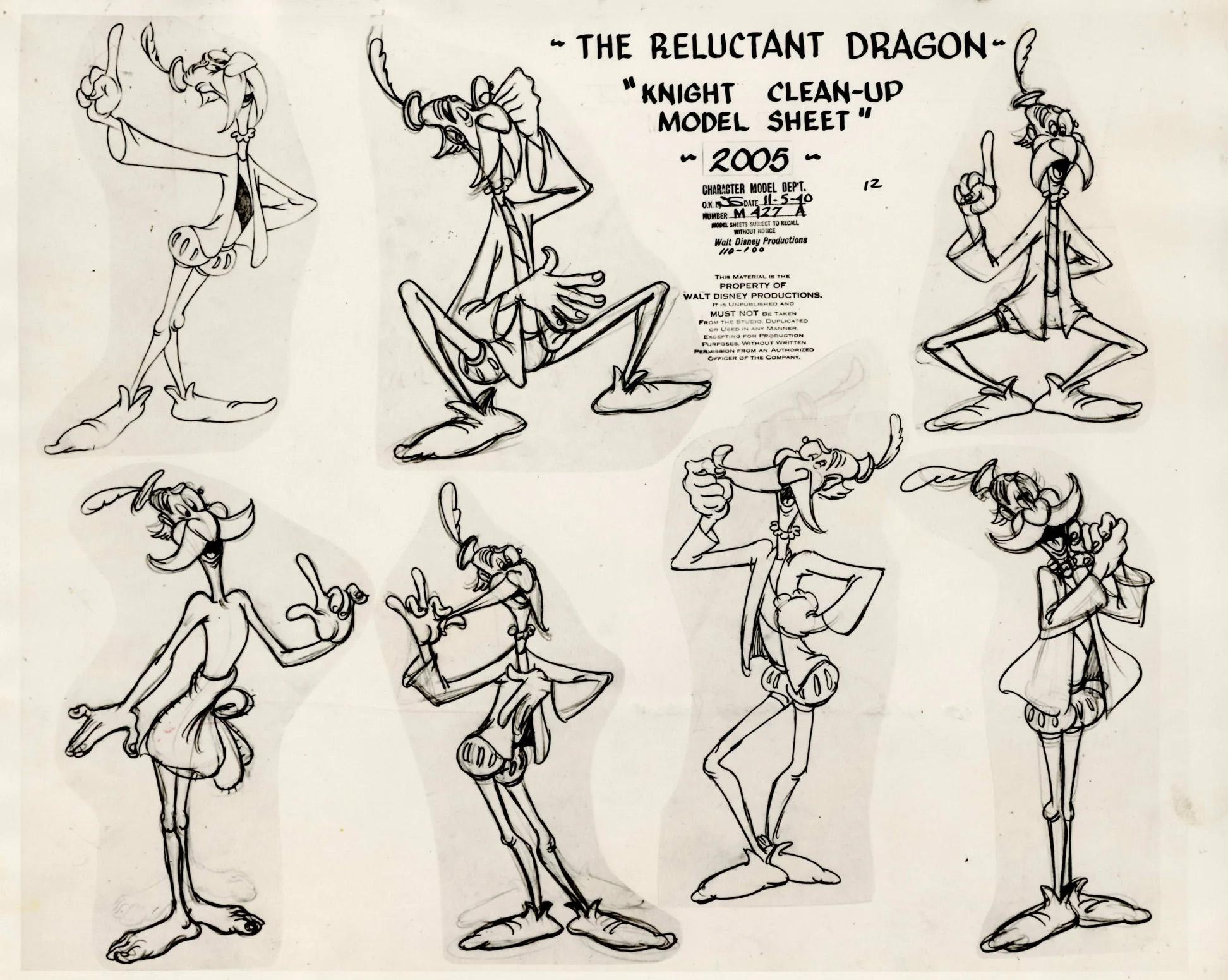 Walt Disney Studio Artists - The Reluctant Dragon Clean-Up Model Sheet ...