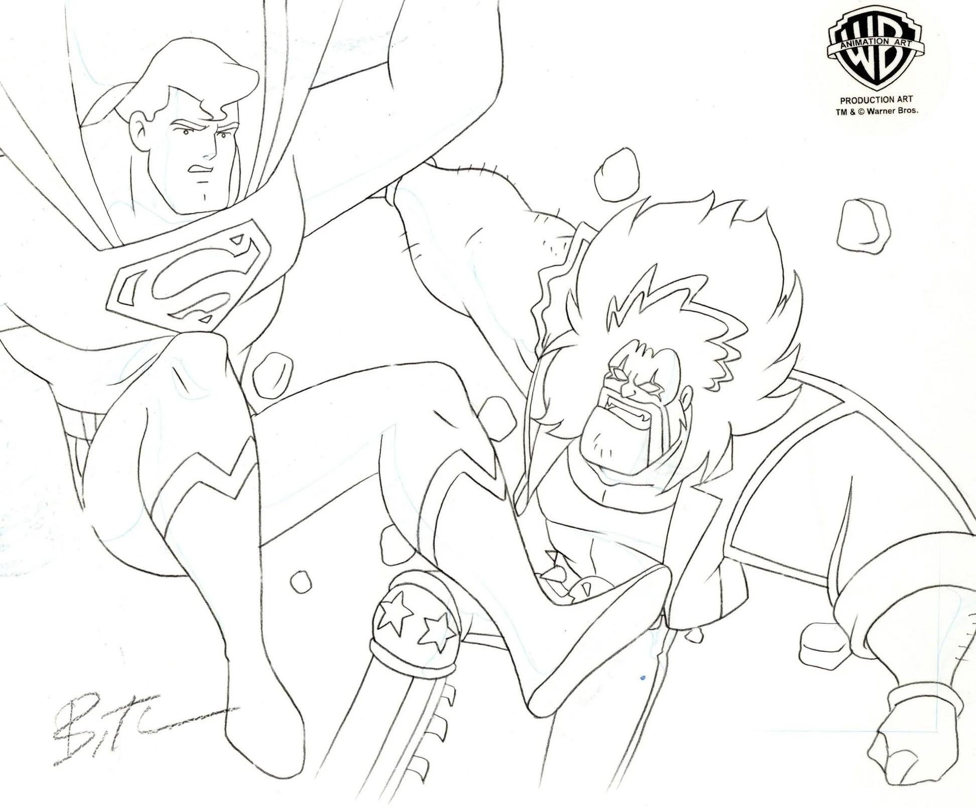DC Comics Studio Artists - Superman Animated Original Cel w/ Drawing ...