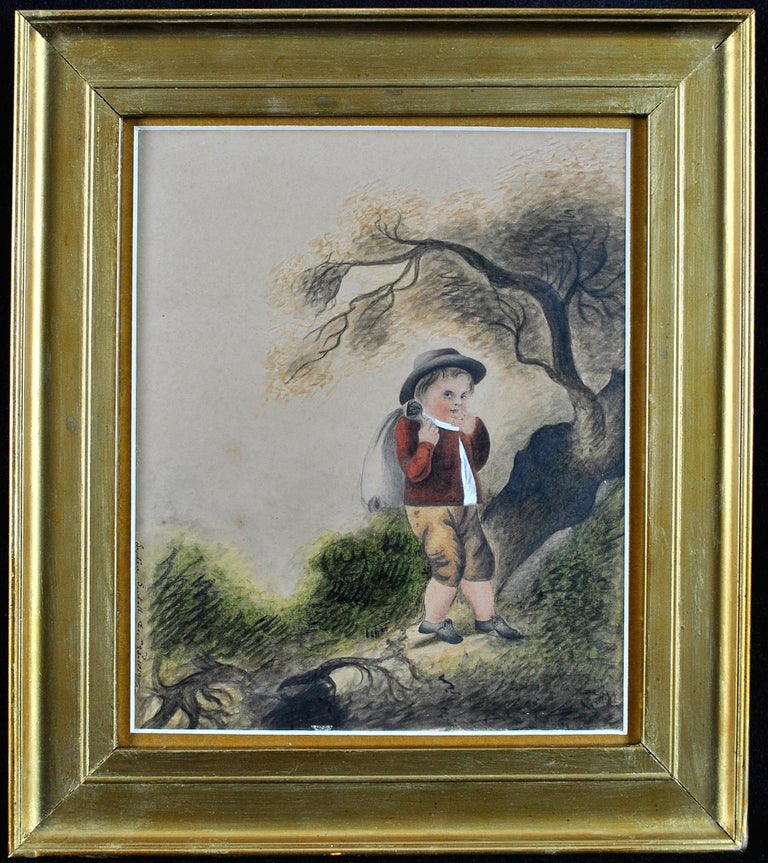 Lydia Sudell - Boy with a Sack in a Landscape - Antique English Folk ...