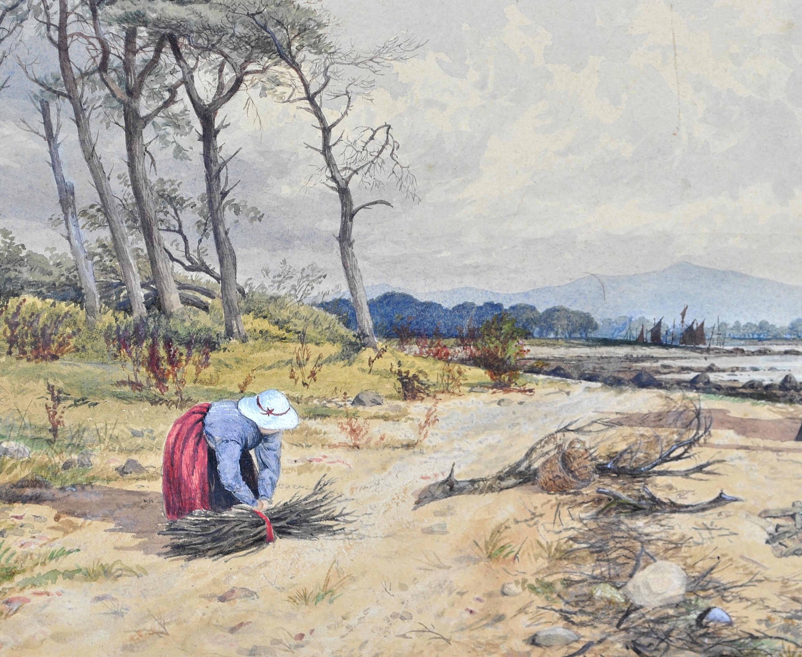 William Carlow - Gathering Firewood by the Coast - Antique Scottish ...