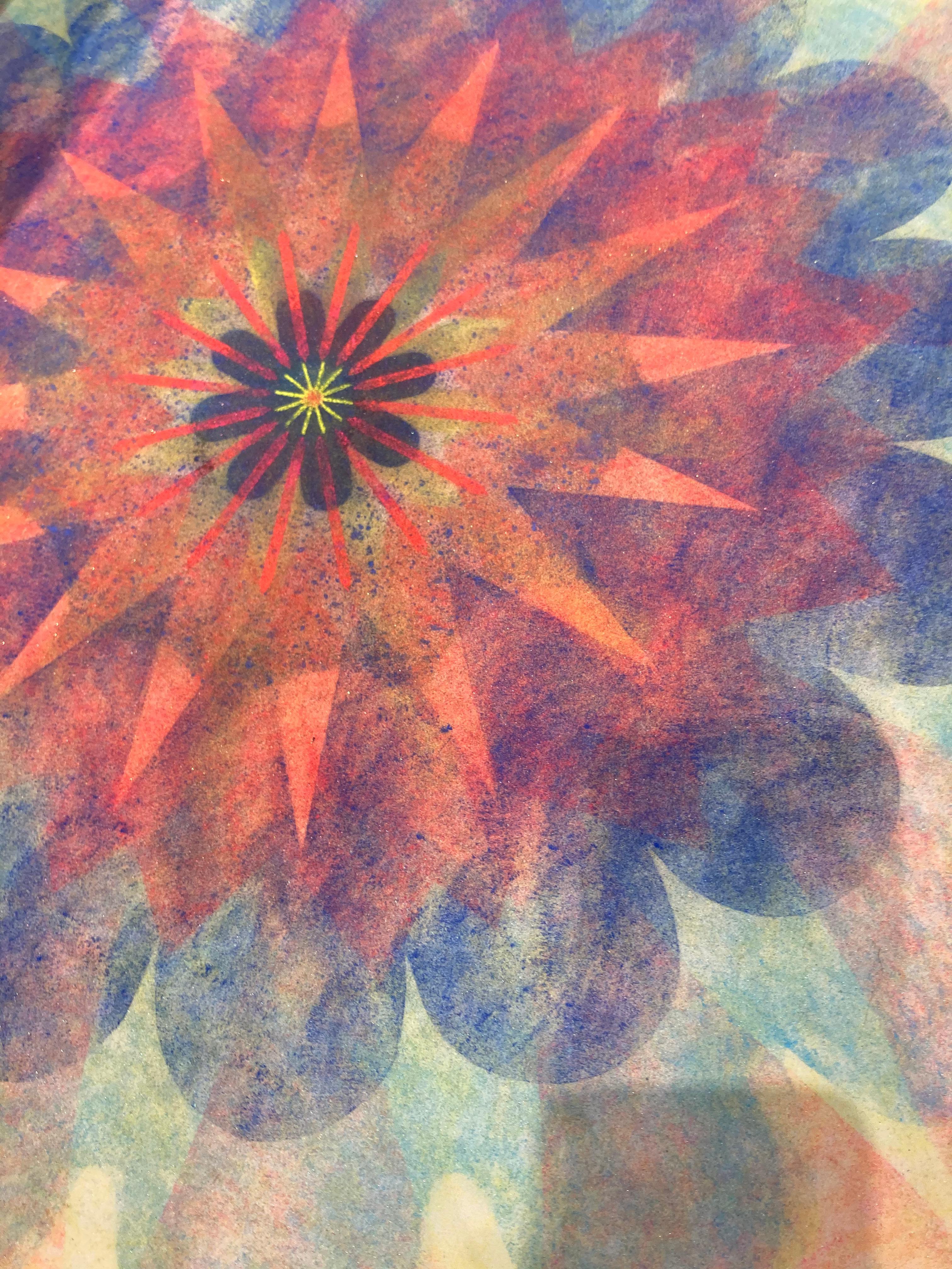 Mary Judge - Poptic 19, Flower Mandala, Light Yellow, Pink, Orange ...