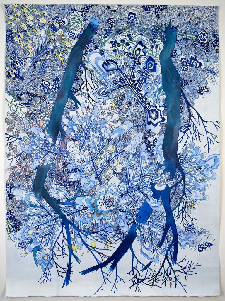 Sarah Morejohn - Landing, Detailed Drawing, Cobalt Blue, Burgundy ...