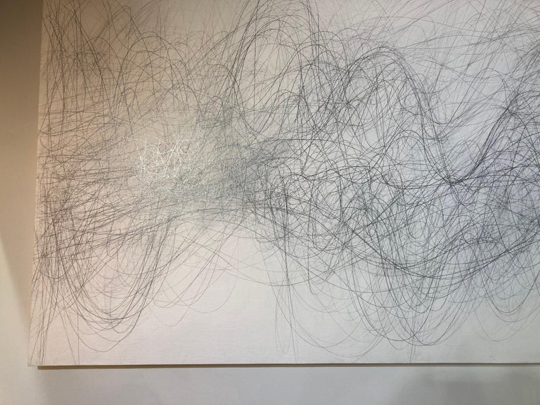 Margaret Neill - Advance, Horizontal Abstract Linear Graphite Drawing ...