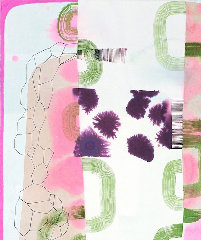 Gabe Brown - Untitled 330, Vertical Abstract Landscape in Pale Pastel ...