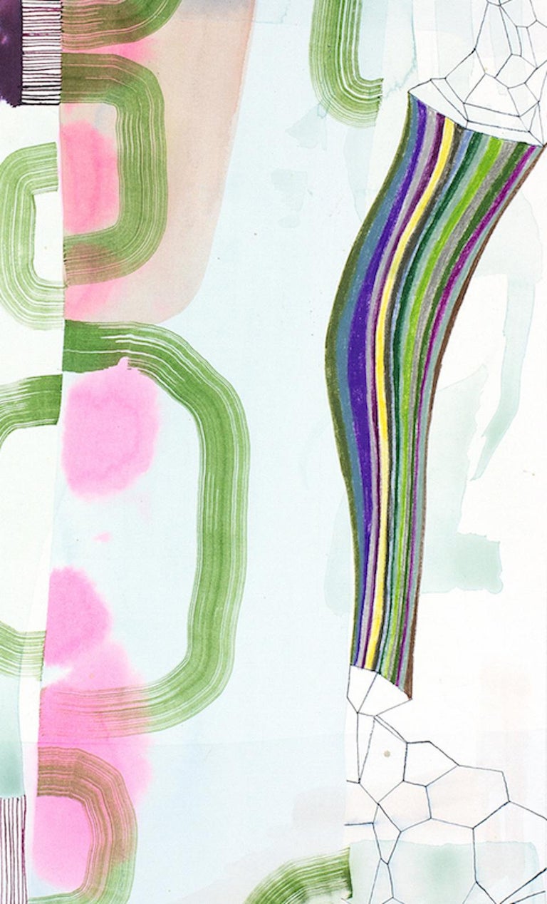 Gabe Brown - Untitled 330, Vertical Abstract Landscape in Pale Pastel ...