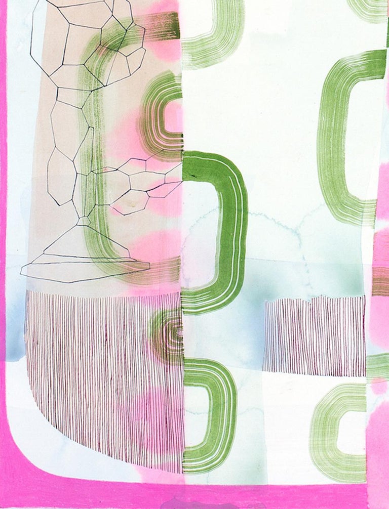 Gabe Brown - Untitled 330, Vertical Abstract Landscape in Pale Pastel ...