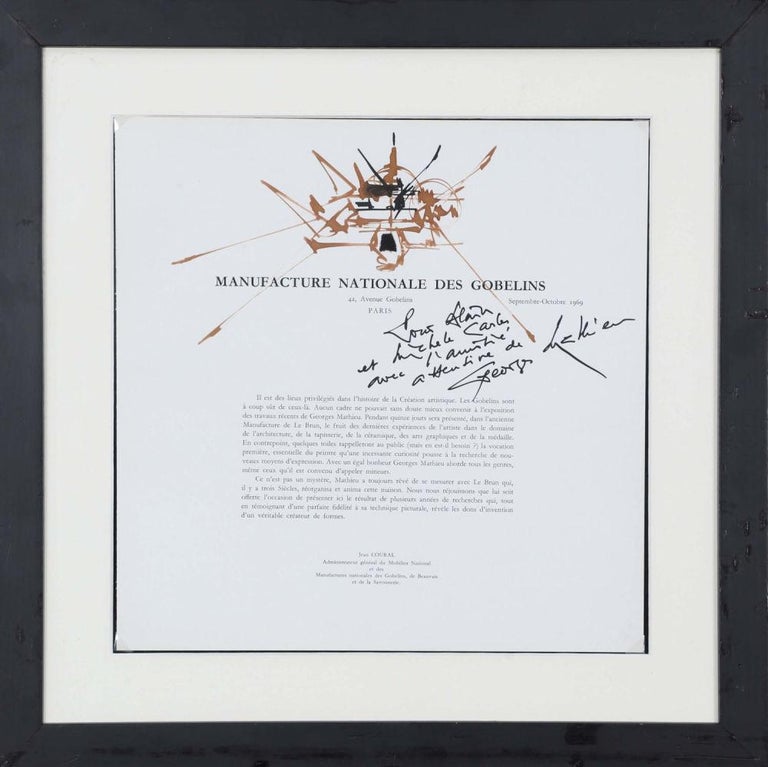 Georges Mathieu - ORIGINAL INK UNIQUE PIECE GEORGES MATHIEU MANUFACTURE ...