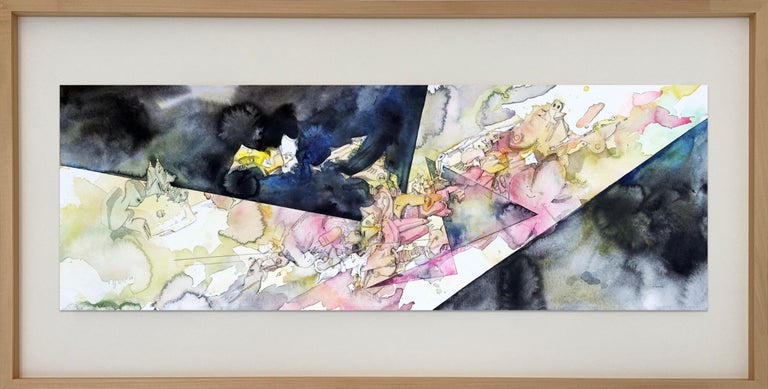 Peer Kriesel - "Aufbruch" multicolored abstract drawing with geometric ...