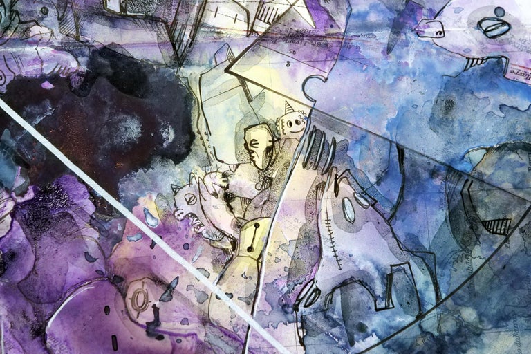 Peer Kriesel - Purple drawing by Peer Kriesel on old land map 60 x 50 ...