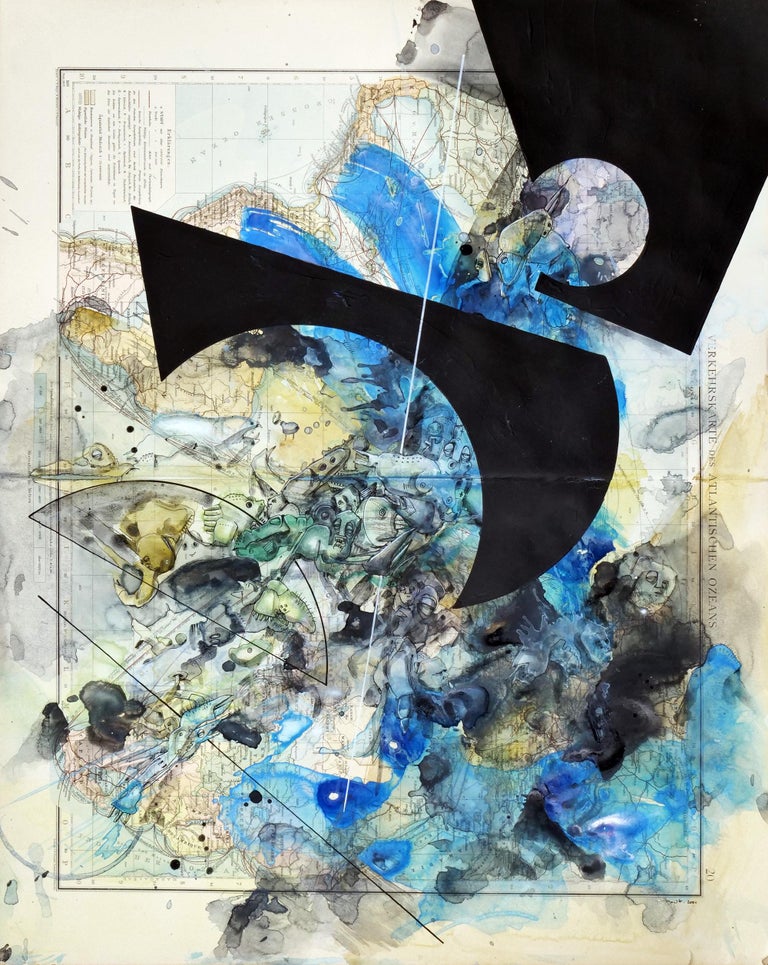 Peer Kriesel – Blaue und schwarze Zeichnung von Peer Kriesel auf einer ...