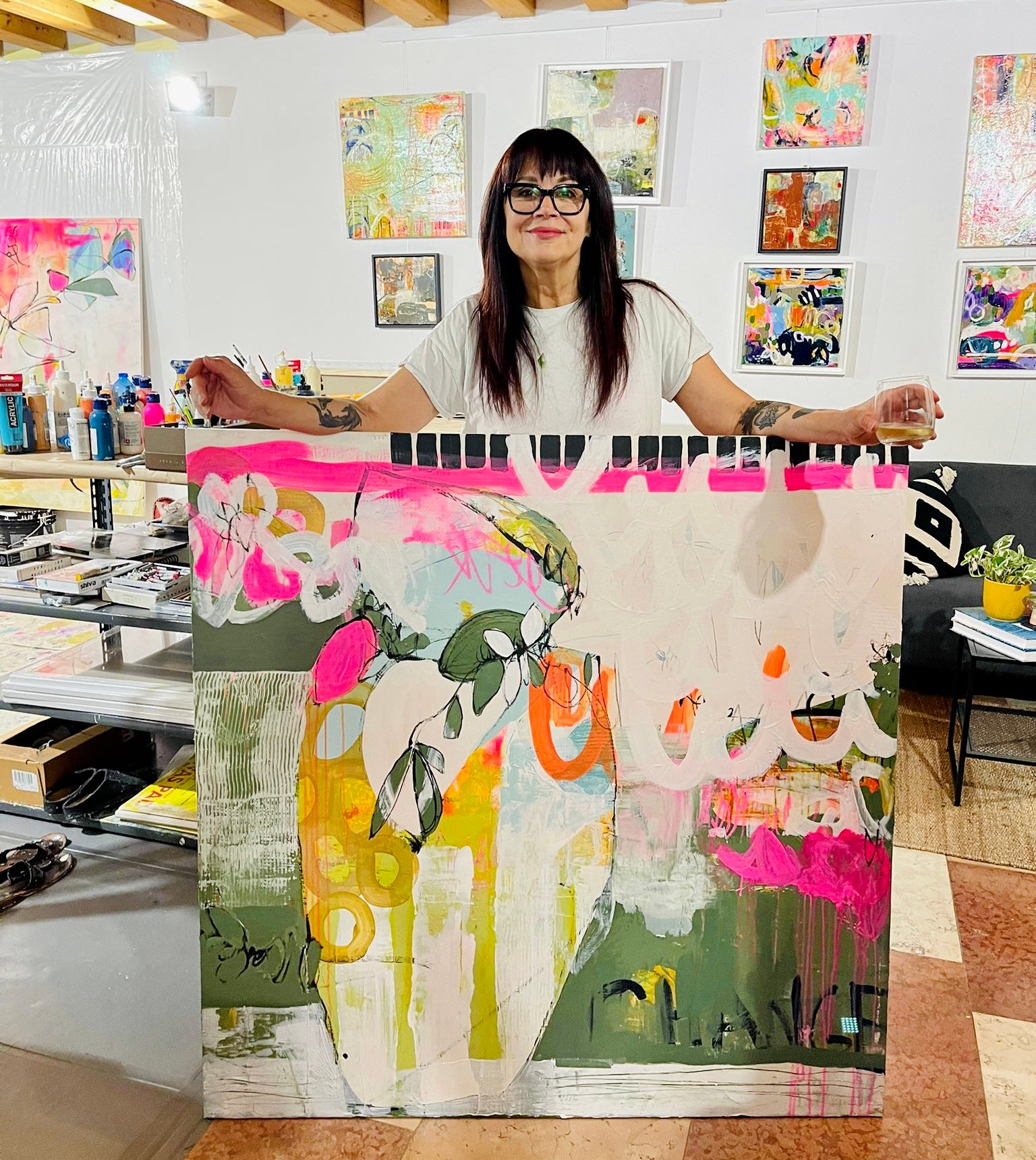 Lynette Reed - Original Abstract Acrylic Painting Beach Glass Blue ...