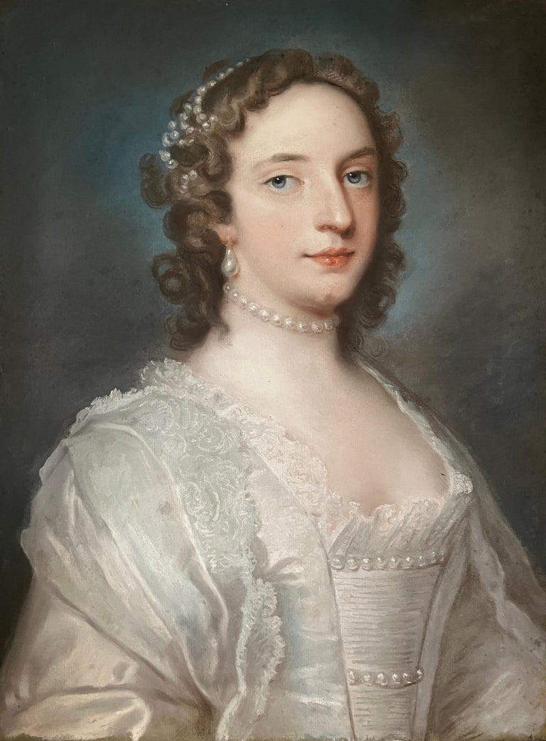 William Hoare - PORTRAIT OF A LADY IN PEARLS For Sale at 1stDibs