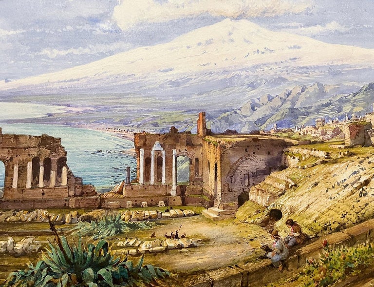 Gabriele Carelli - THE AMPHITHEATRE AT TAORMINA, WITH ETNA IN THE ...