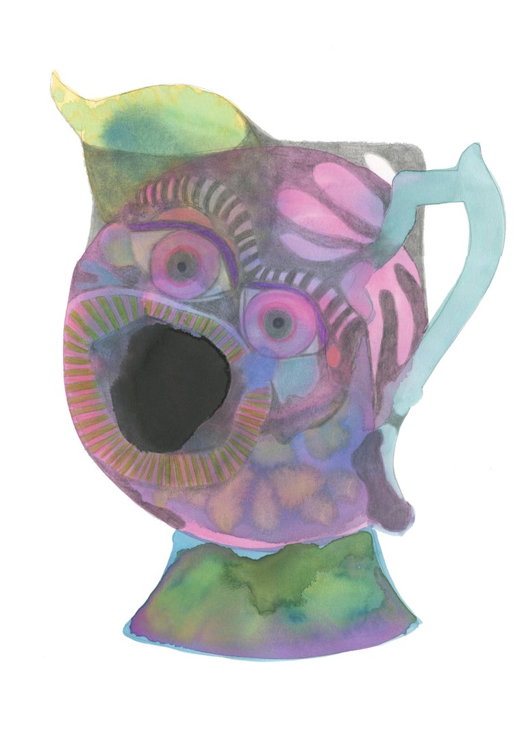 Denise Schatz - 'Vessels Enduring Pathos (Pink),' Pencil, watercolor ...