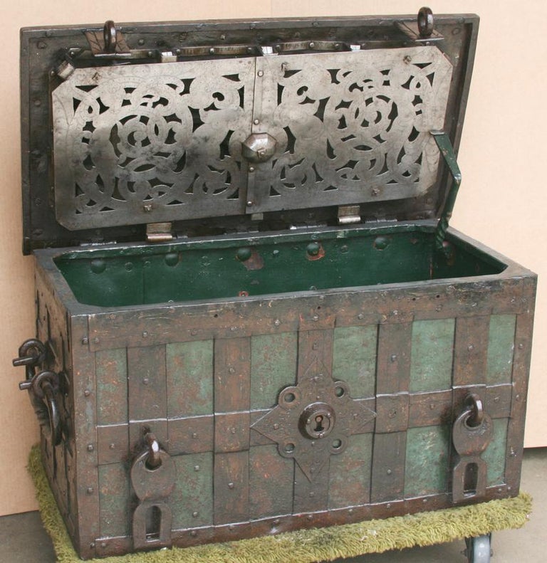 Unknown - Large Iron Armada Chest, 17th Century Strong Box For Sale at ...