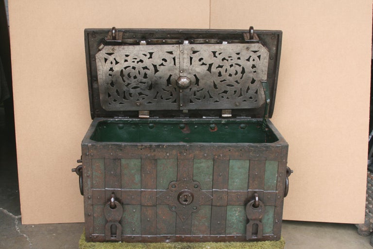 Unknown - Large Iron Armada Chest, 17th Century Strong Box For Sale at ...