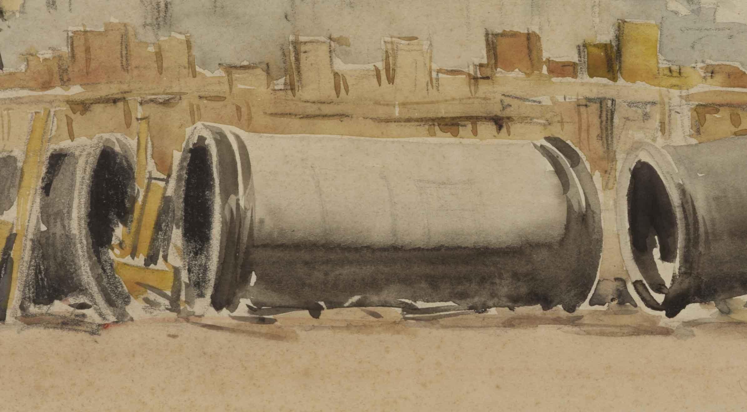 Everett Shinn - Everett Shinn Watercolor on Board Painting of ...