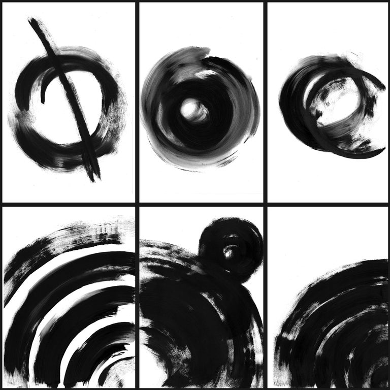 Anastasia Vasilyeva - "Static -dynamic", set of 6 abstract monochrome ...