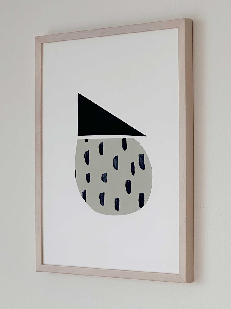 Amanda Andersen - Collage on Paper polkadots dark blue beige minimal ...