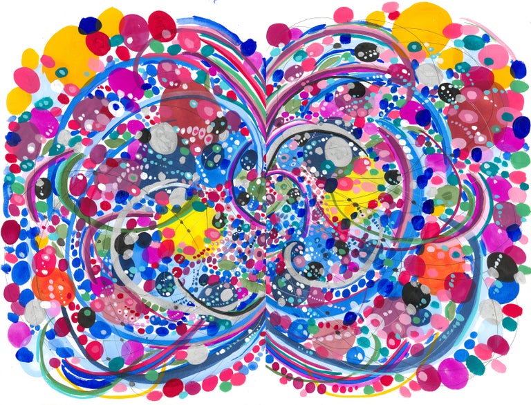 Nina Bovasso - Abstract Horizontal Diptych with Purple and Yellow 25 x ...