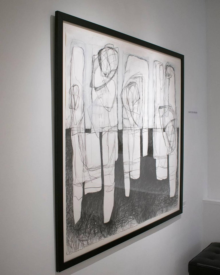 David Dew Bruner - Three Figures (Black and White Abstract Graphite ...